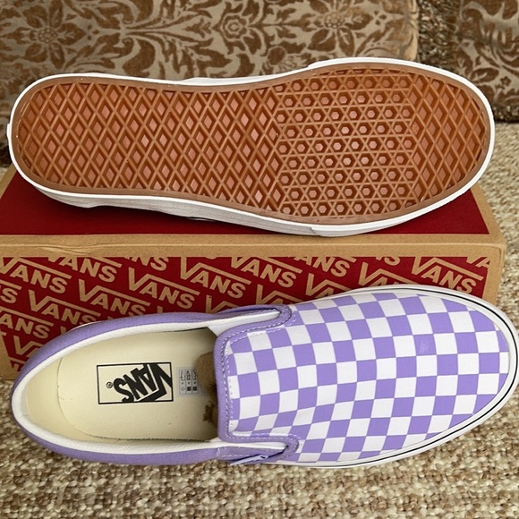 Vans | Shoes | Vans Classic Slip On Checkerboard Violet Tulip Men ...